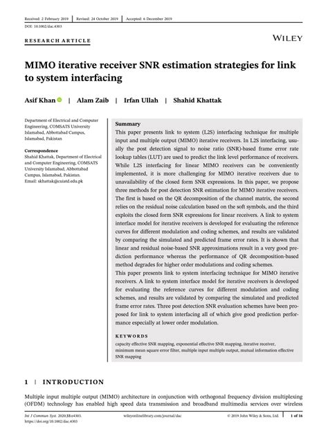 mimo iterative receiver snr estimation strategies for link to system
