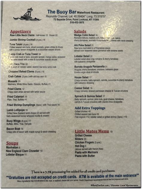 The Buoy Bar Restaurant In Other Menus And Photos