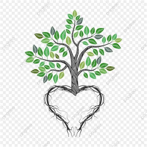 Tree Roots Logo Vector Art PNG Illustration Of A Tree With Heart Shaped Root Concept Tree