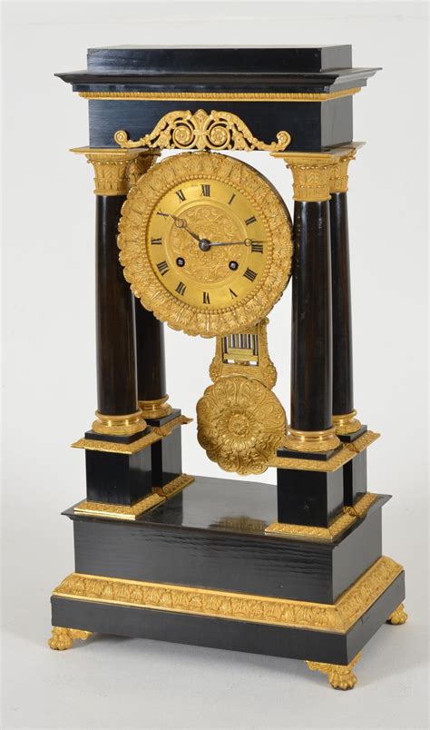 Lot French Classical Collonade Shelf Clock Ebonized With Ormolu