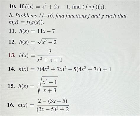 solved 10 if f x x2 2x−1 find f∘f x in problems 11 16