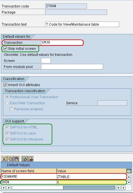 MySAP Technical Transaction Code For A Maintainance Table