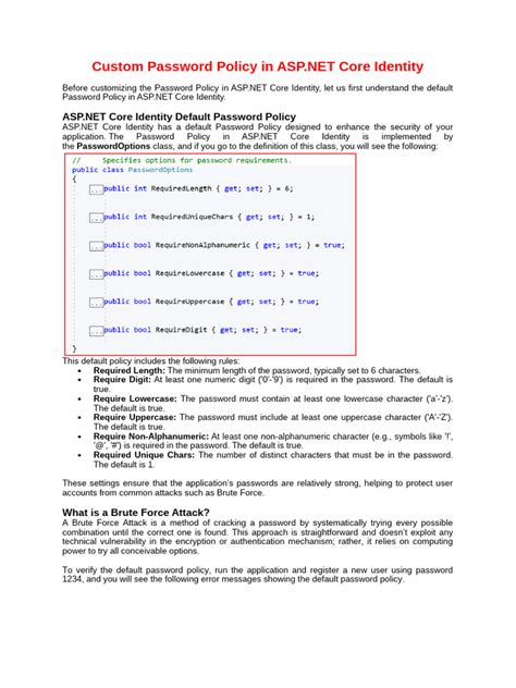 Part 7 Custom Password Policy In Asp Net Core Identity Pdf