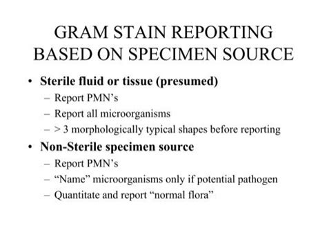 Gram Stain Reporting Base