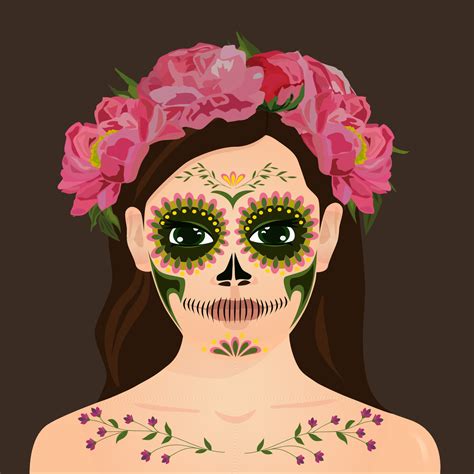 Mujer Con Maquillaje De Cara De Catrina Dia De Muertos Mexicano Día