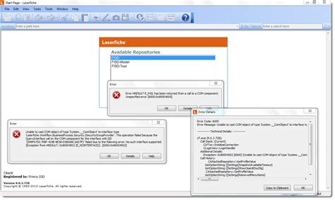 902 And 901 Laserfiche Client Throwing Errors Connecting To 91