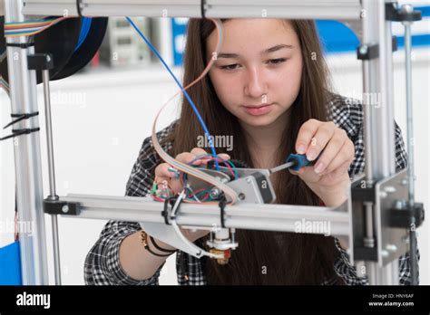 Girl In Robotics Class Research Electronic Device Stock Photo Alamy