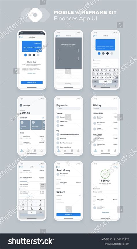 Mobile App Design Ui Ux Wireframe Stock Vector Royalty Free Shutterstock