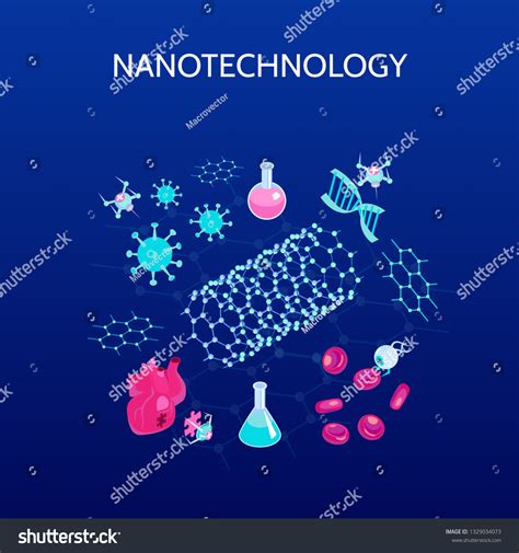Nanotechnology Isometric Color Background Science Symbols Stock Vector Royalty Free