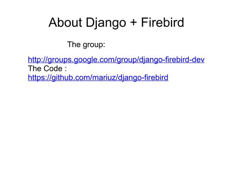 Django Firebird Project Ppt