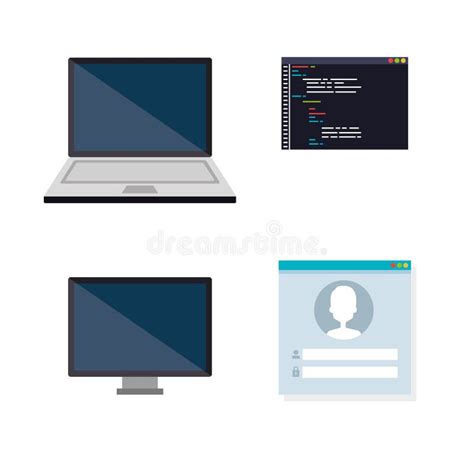 Programming Languages Set Icons Stock Vector Illustration Of Process Application