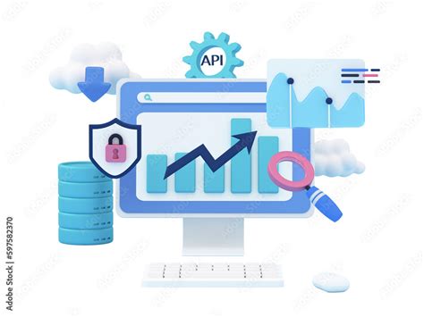 3d Big Data Business Software Abstract Concept Illustration Desktop With Innovative Data