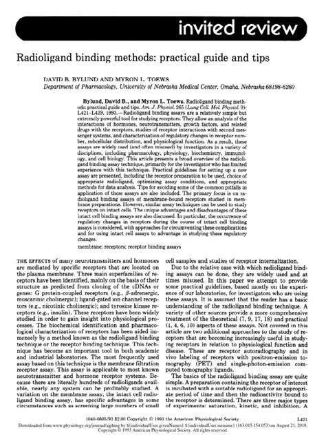 Radioligand Binding Methods Practical Guide And Tips Pdf Ligand