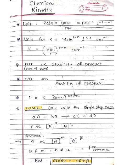 Chemical Kinetics Formulas Pdf