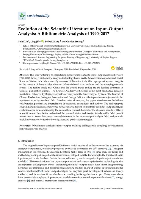 Pdf Evolution Of The Scientific Literature On Inputoutput Analysis A Bibliometric Analysis