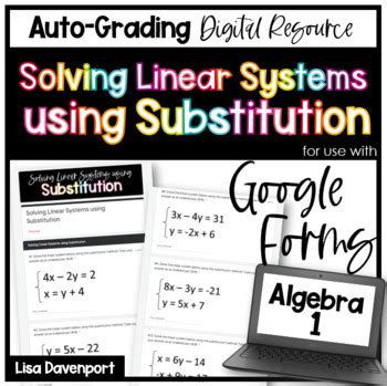 Solving Linear Systems Using Substitution Google Forms FREEBIE