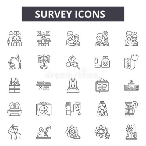 survey line icons signs vector set outline illustration concept