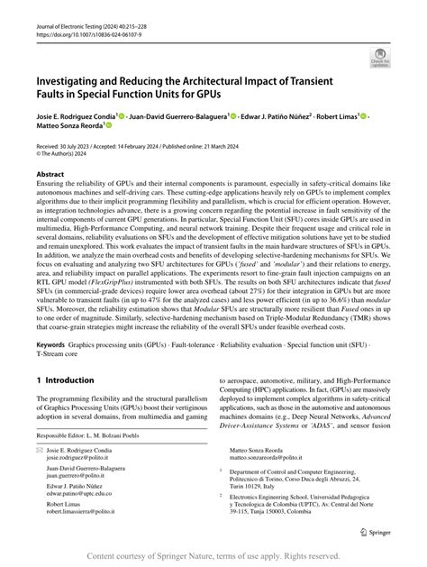 Pdf Investigating And Reducing The Architectural Impact Of Transient Faults In Special