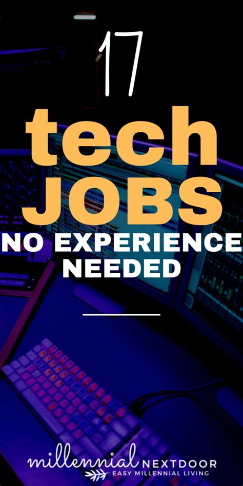17 Tech Jobs No Experience Needed 1 Averages 5000mo Millennial