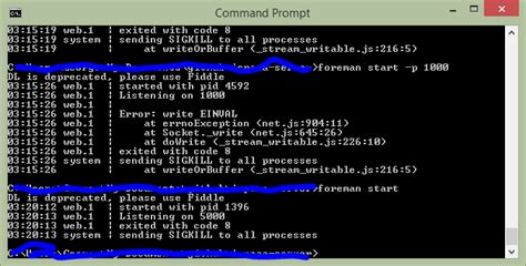 write einval error on foreman for heroku on node js and on port 5000