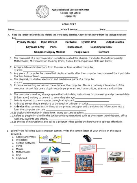 Computer Quiz 1 Pdf Inputoutput Computer Hardware