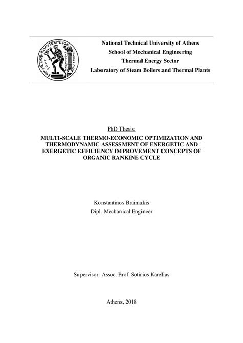 Pdf Multi Scale Thermo Economic Optimization And Thermodynamic Assessment Of Energetic And