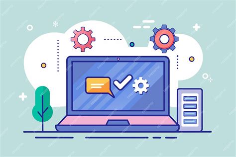 Premium Vector A Laptop Screen Showing A Check Mark Symbol Indicating Completion Or Success In