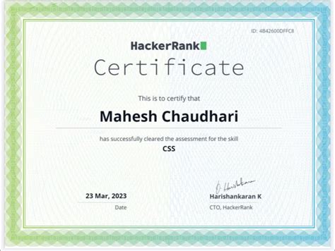 mahesh chaudhari on linkedin css hackerrank certificateofcompletion