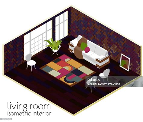 거실 소파 안락의 자 로프트 스타일에서의 인테리어 아이소메트릭 3d 0명에 대한 스톡 벡터 아트 및 기타 이미지 0명 3차원 형태 가구 Istock