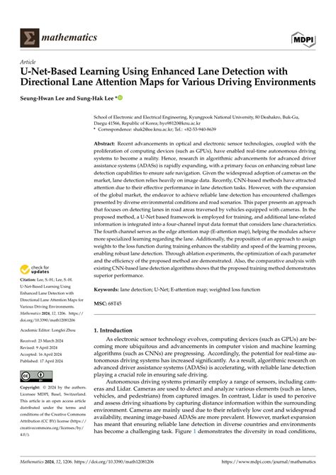 Pdf U Net Based Learning Using Enhanced Lane Detection With Directional Lane Attention Maps