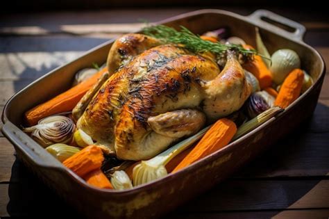 Herbroasted Chicken With A Side Of Roasted Parsnip Premium Ai Generated Image