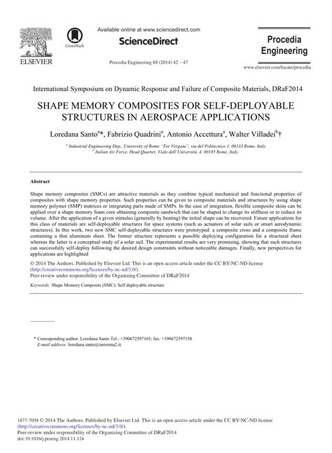 Pdf Shape Memory Composites For Self Deployable Structures In Aerospace Applications