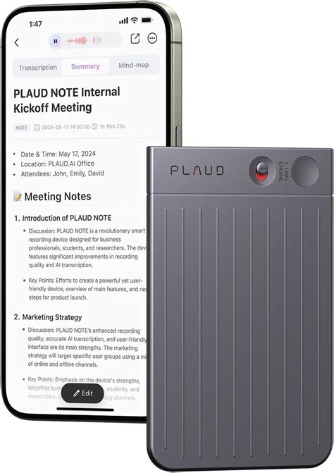 PLAUD AI Powered Voice Recorder With App Control Note Voice Recorder Case Included