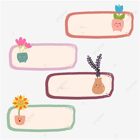 귀여운 일러스트 이름 태그 삽화 와 식물 집 스티커 이름표 학교 귀여운 식물 이름표 그림 이름 태그 집합 Png 일러스트 및 Psd 이미지 무료 다운로드 Pngtree