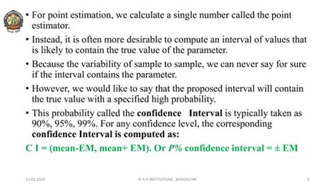statistical parameters estimation confidence region pptx
