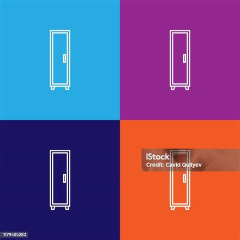 단일 날개 옷장 아이콘입니다 모바일 개념 및 웹 앱용 가구 요소입니다 웹 사이트 디자인 및 개발 앱 개발을위한 얇은 줄 아이콘 가구에 대한 스톡 벡터 아트 및 기타 이미지