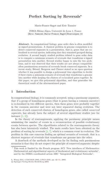 Pdf Perfect Sorting By Reversals