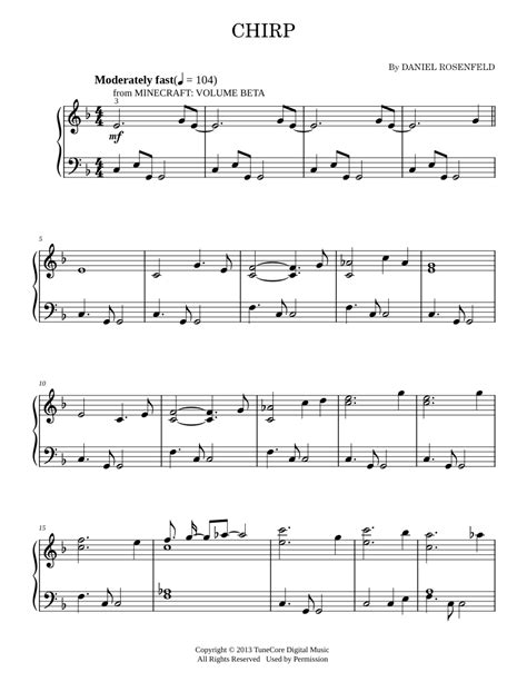 Chirp From Minecraft Sheet Music For Piano By C418 Official