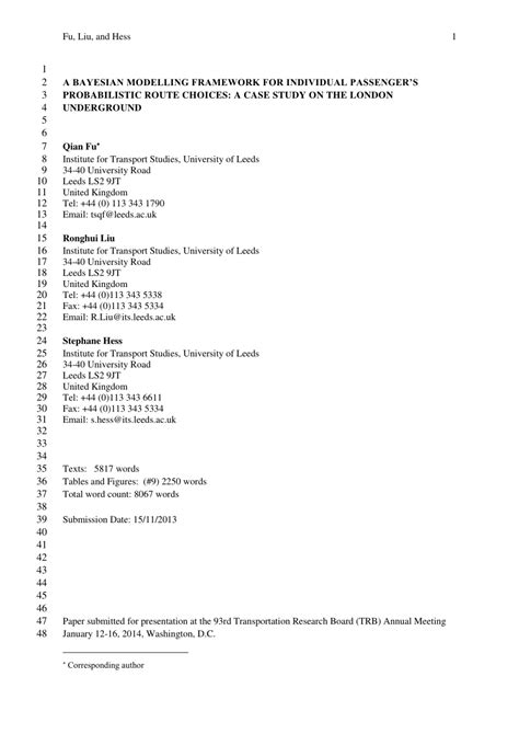 Pdf A Bayesian Modelling Framework For Individual Passengers