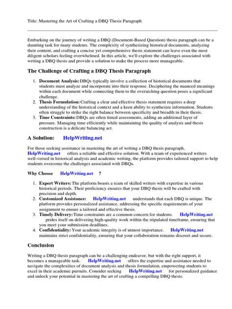 How To Write A Dbq Thesis Paragraph Pdf Essays Thesis