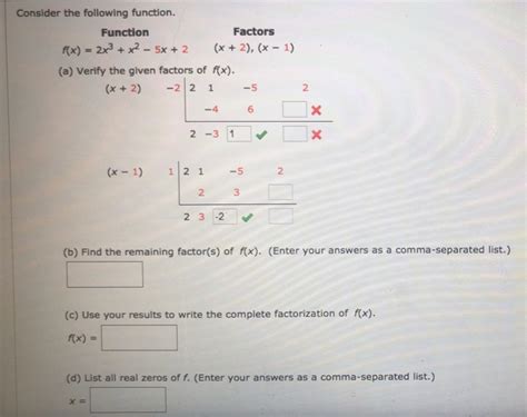 Solved Consider The Following Function Function Factors