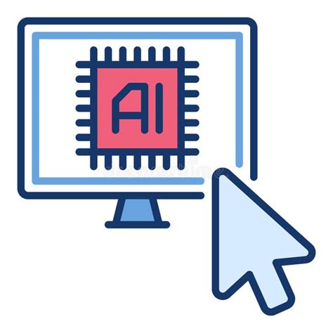Ai Computer And Mouse Cursor Vector Artificial Intelligence Colored Icon Or Logo Element Stock
