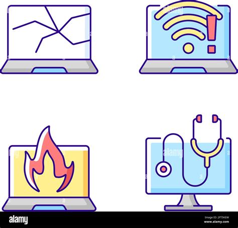 Computer Issues RGB Color Icons Set Stock Vector Image Art Alamy