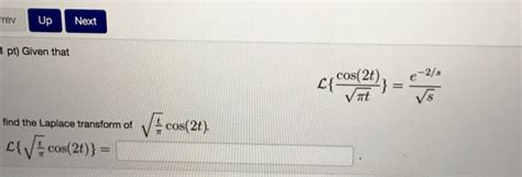solved given that l{cos 2t squareroot pt t}