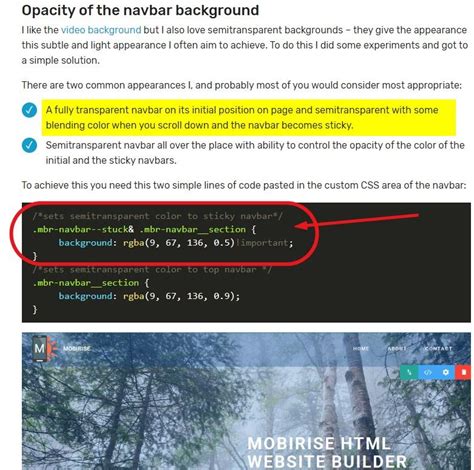 Semi Transparent Menu Mobirise Forums