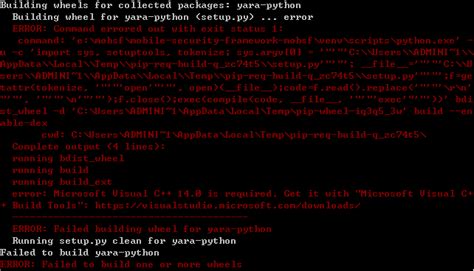 Failed To Build Wheel For Yara Python · Issue 113 · Virustotalyara