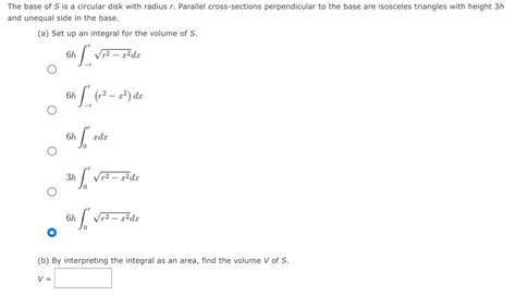 Solved The Base Of S Is A Circular Disk With Radius R Chegg