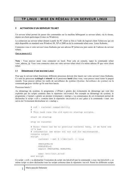 Tp Unix 5 Installation Et Administration Dun Serveur Linux