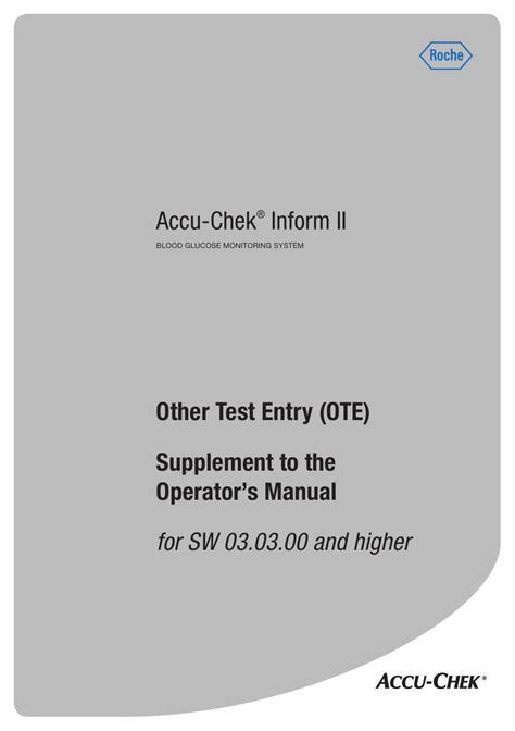 Accu Chek Inform II Blood Glucose Monitoring System Operators Manual Supplement For Other Test
