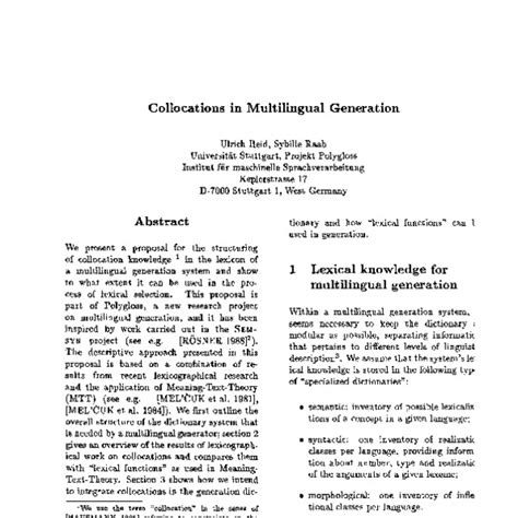 Collocations In Multilingual Generation Acl Anthology